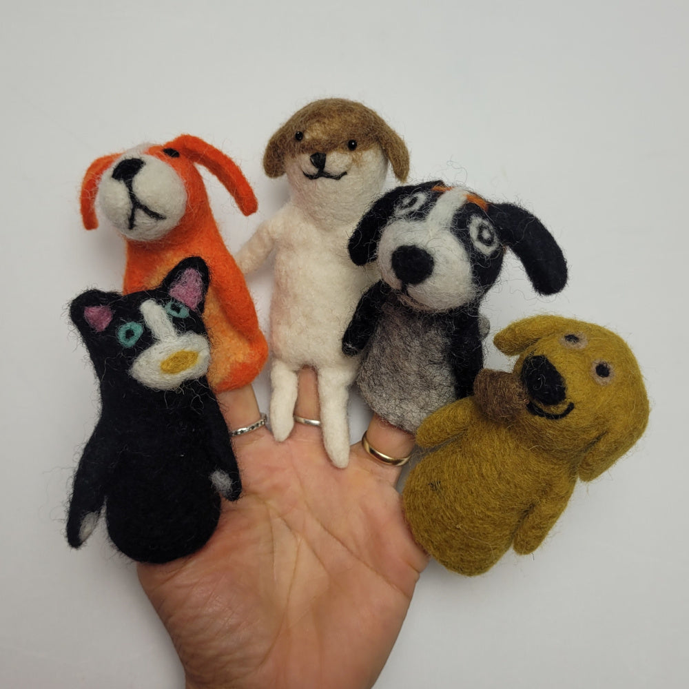 Felted finger puppets CAT & DOGS – alpinepeaknz